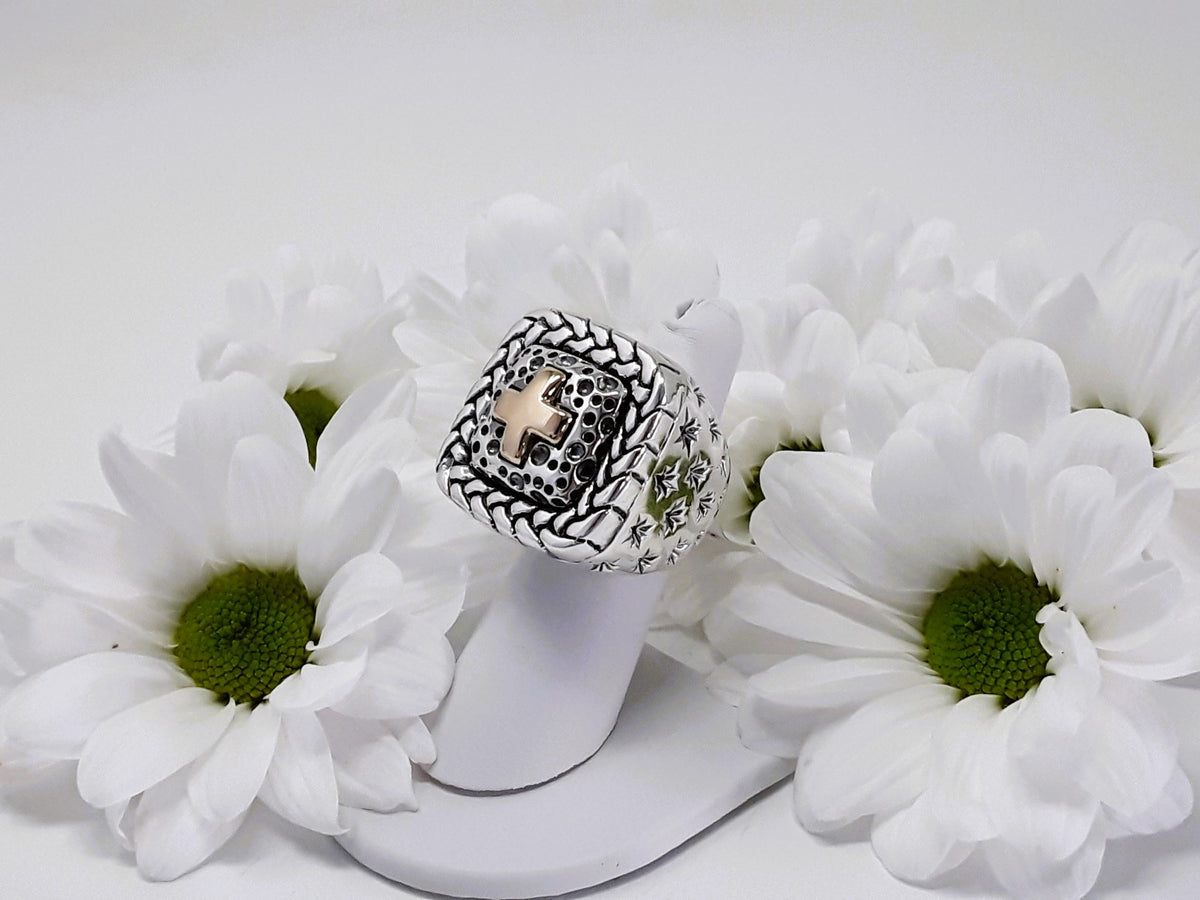 rc7239 - Sterling Silver Shank with Stars, Sterling Silver Rope Around ...