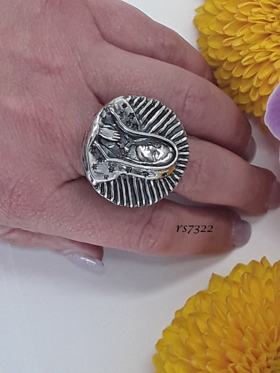 rs7322 - Round Sterling Virgin Ring With Rays And Veil – Dian Malouf ...