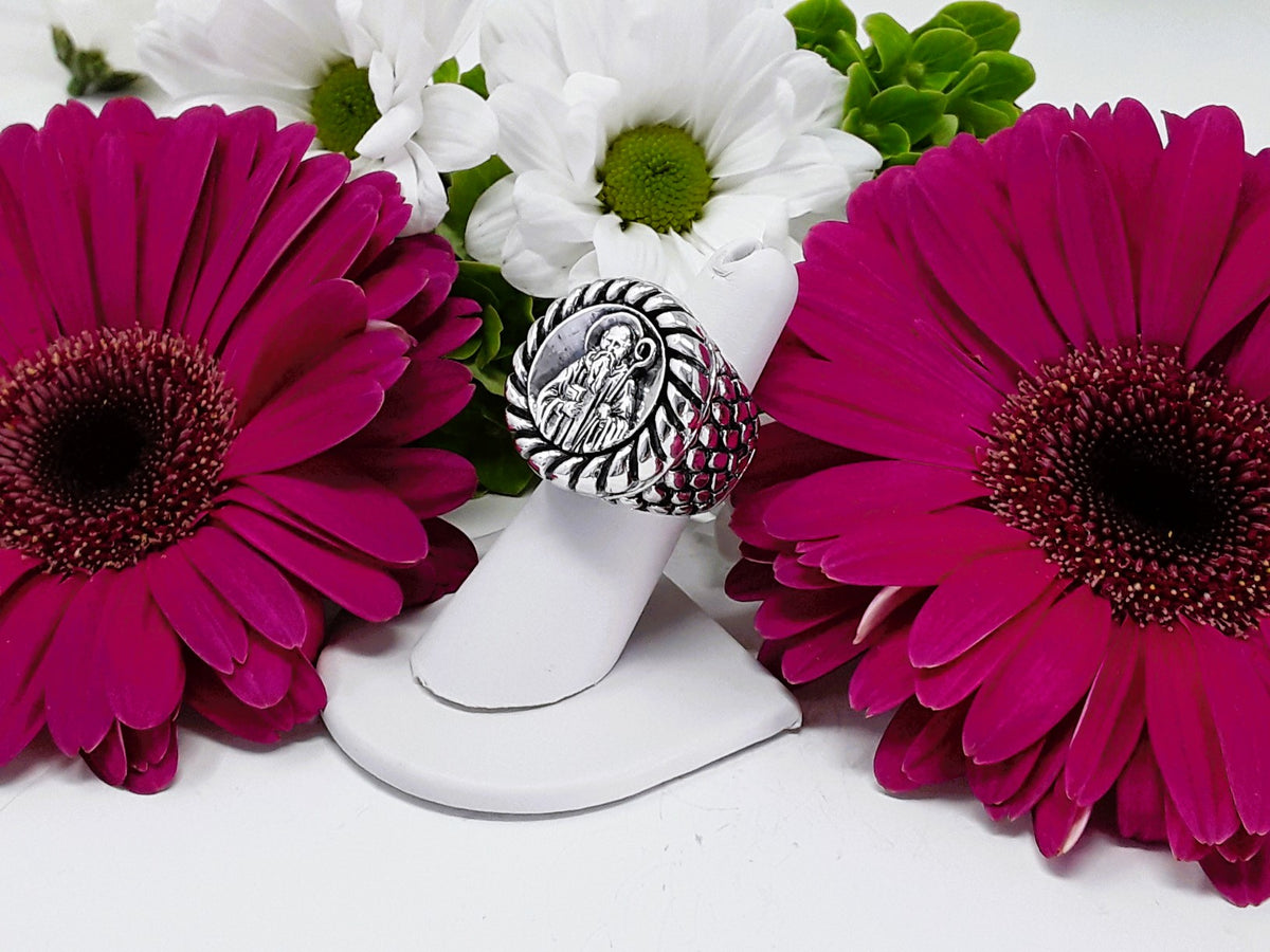 rs7624 - Sterling Silver Saint Ring (Saint With Bishop's Staff) – Dian ...