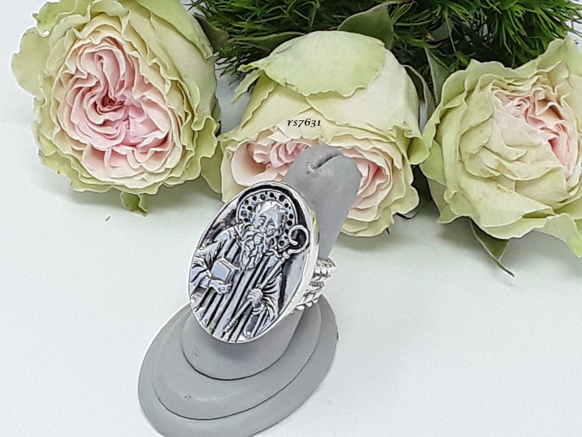 rs7631 - Oval St. Benedict Saint Ring, Sterling Silver – Dian Malouf ...