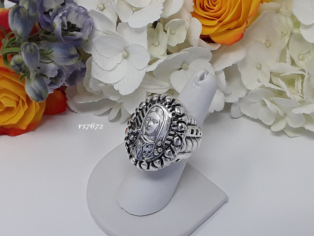 rs7672 - Large Oval Sterling Silver Virgin Ring – Dian Malouf Jewelry ...