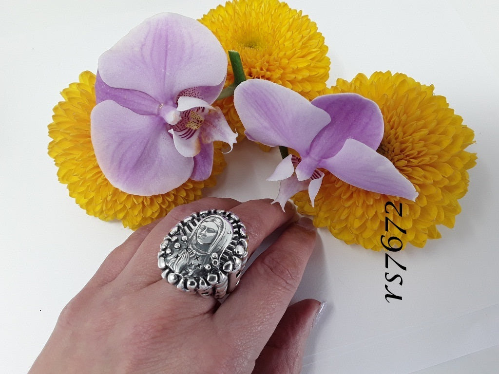 rs7672 - Large Oval Sterling Silver Virgin Ring – Dian Malouf Jewelry ...